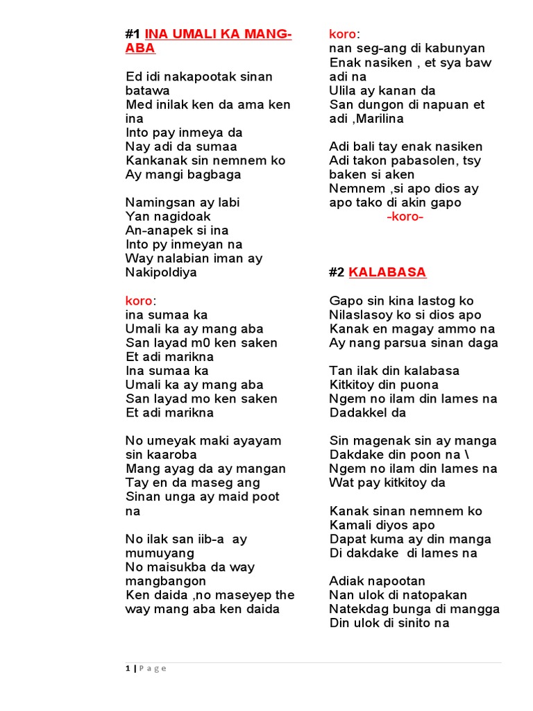 Kankanaey Song Book | PDF