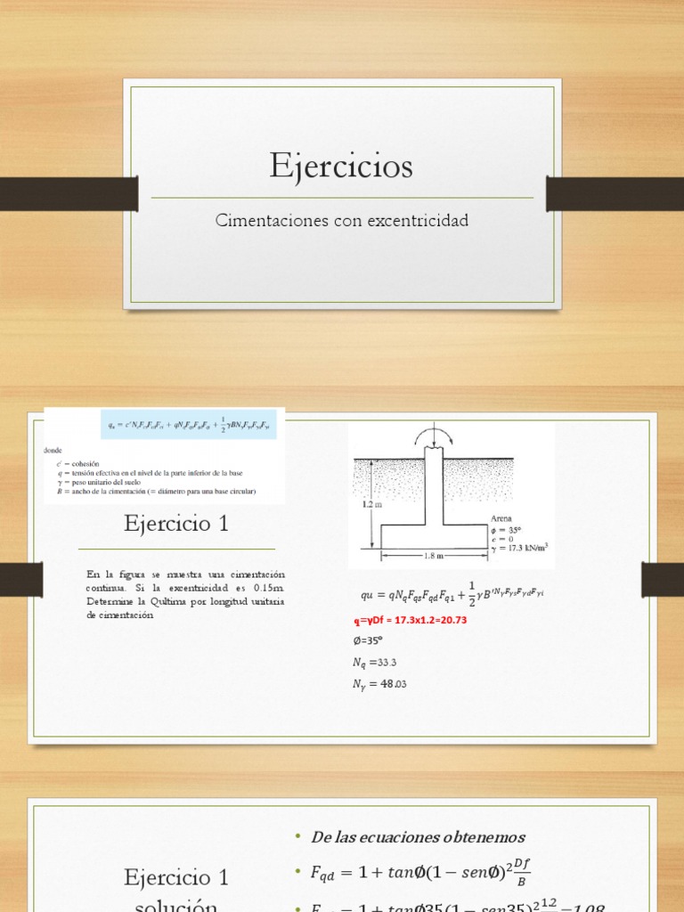Cálculo de cargas últimas en cimentaciones con excentricidad | PDF ...