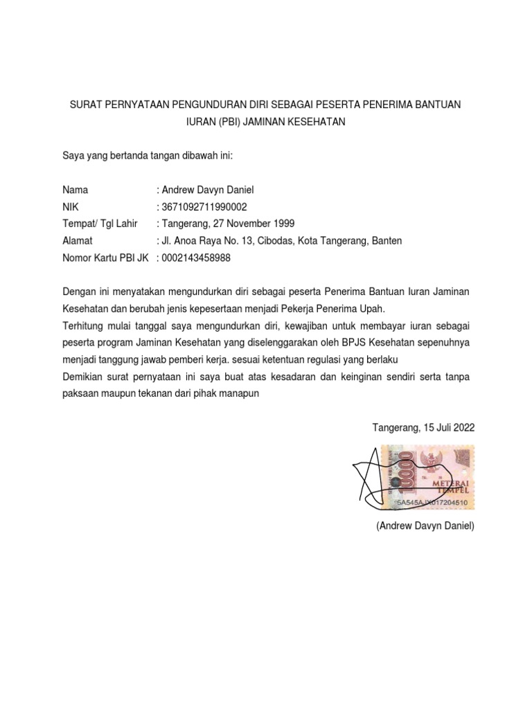 Surat Nonaktif Pbi | PDF