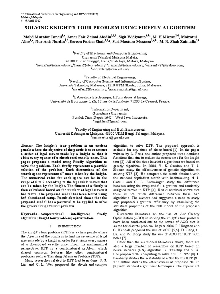 Solving Knight S Tour Problem Using Fire | PDF | Mathematical Optimization | Algorithms