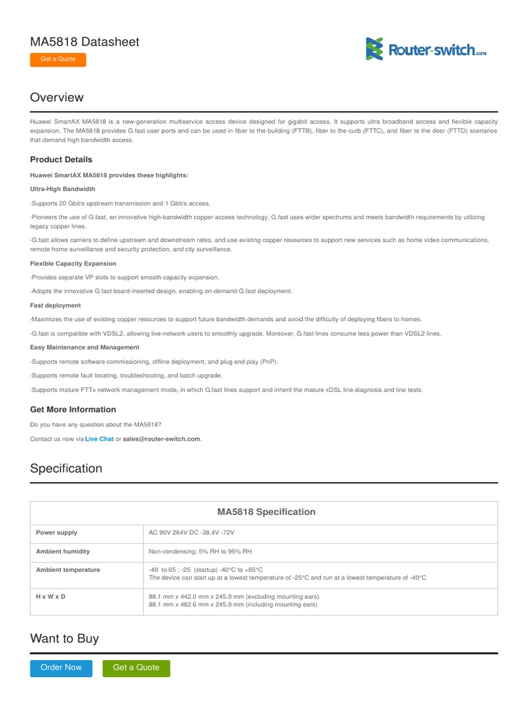 MA5818 Datasheet: Product Details | PDF | Fiber To The X | Information ...