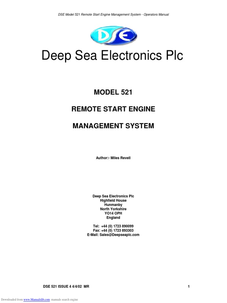 Deep Sea Electronics PLC: MODEL 521 Remote Start Engine Management ...