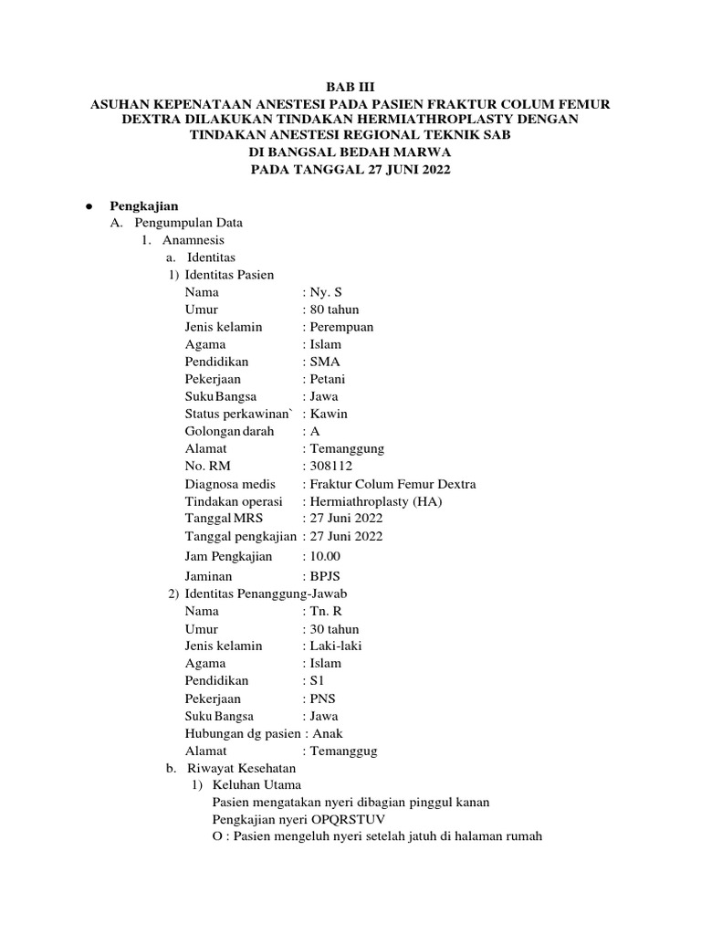 Askan Fraktur Colum Femur Dextra | PDF