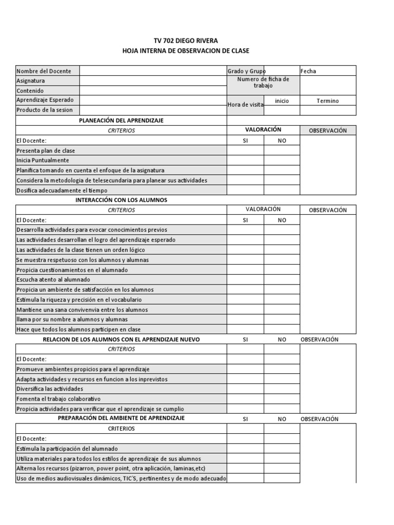 Hoja de Visita en El Aula | PDF | Evaluación | Aprendizaje