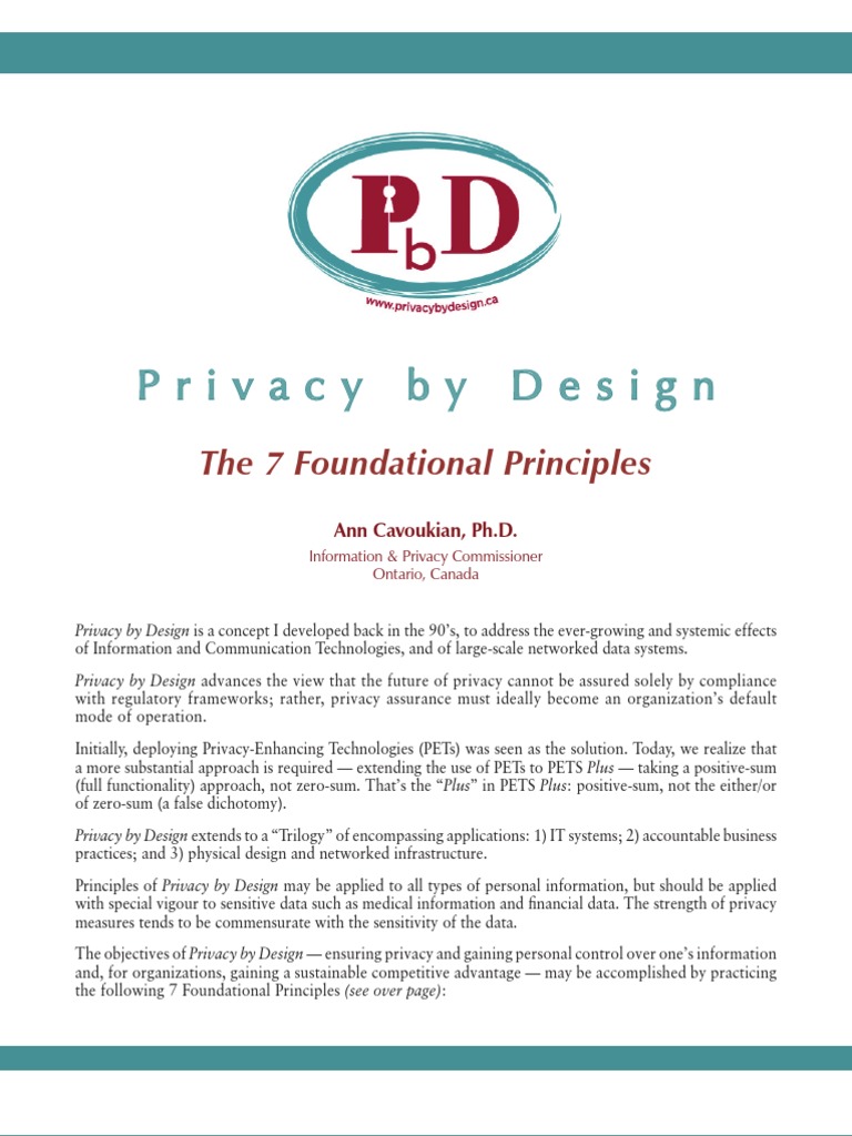 PBD Principles | PDF | Privacy | Business