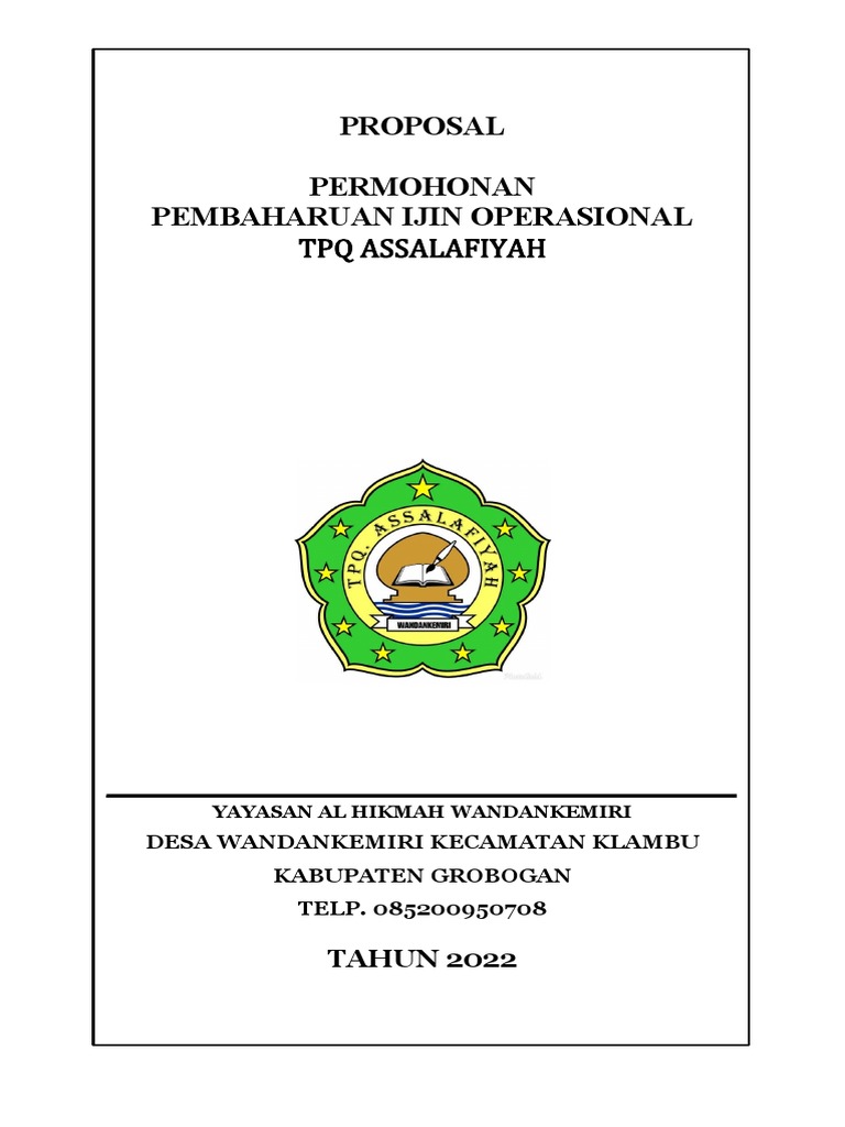 Proposal Pembaharuan IJOP TPQ Assalafiyah | PDF