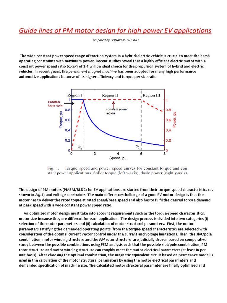 Guide Lines of PM Motor Design For High Power EV Applications | PDF ...