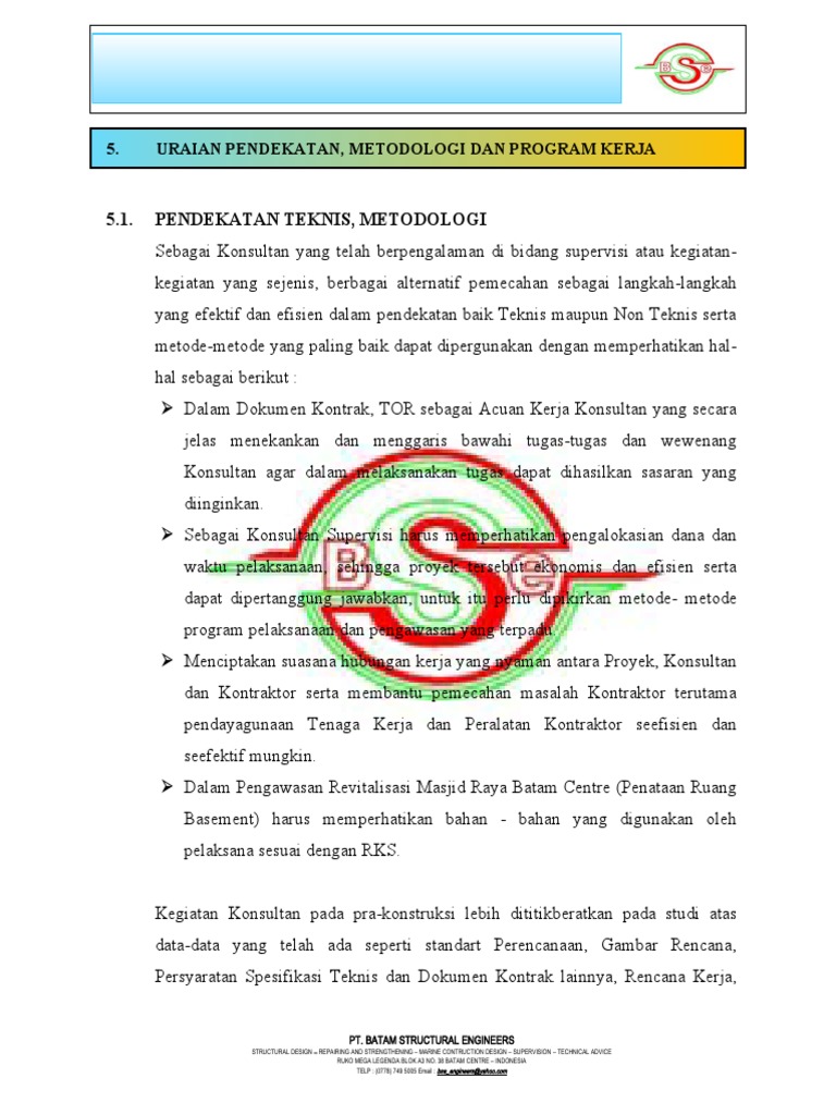 PROGRAM KERJA KONSULTAN SUPERVISI | PDF