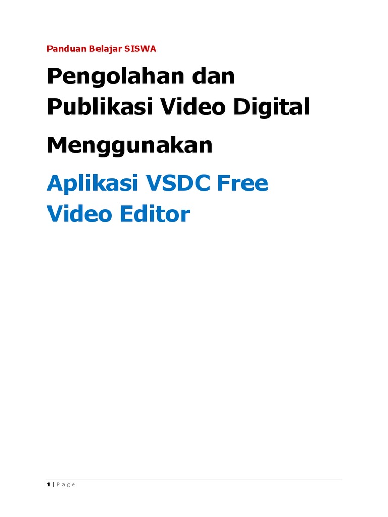Belajar VSDC Video Editor - Buku Ke 1 | PDF
