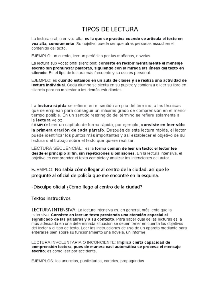 Tipos de Lectura | PDF | Cognición | Ciencia cognitiva