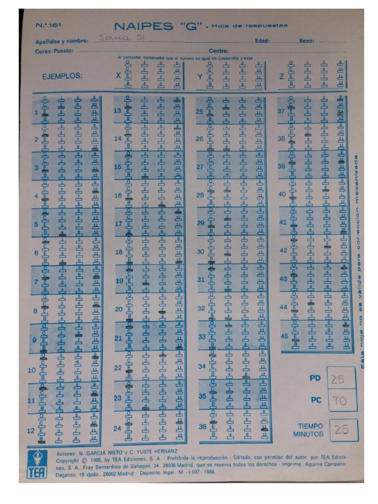 Hoja de Respuesta NAIPES | PDF