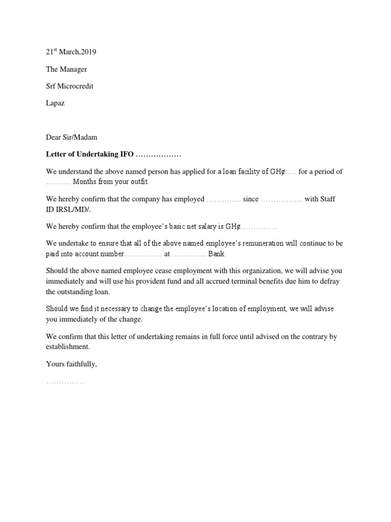 Undertaken Letter Sample (1) | PDF