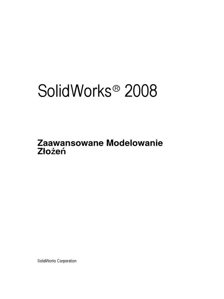 Zaawansowane Modelowanie SolidWorks 2008 | PDF