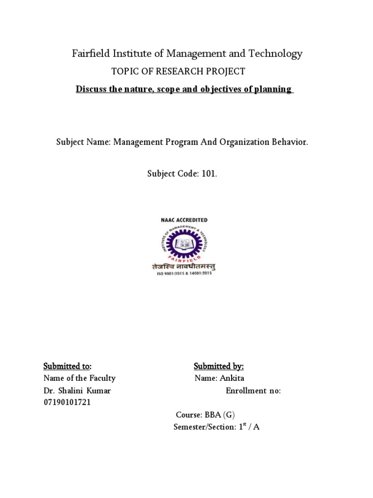 Fairfield Institute of Management and Technology: Discuss The Nature ...