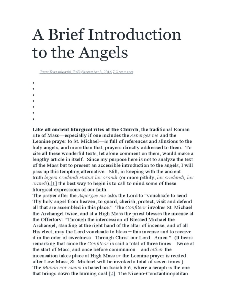A Brief Introduction To The Angels by Peter Kwasniewski | PDF | Angel ...