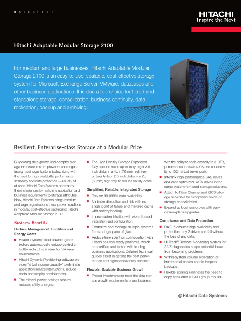 Hitachi Datasheet Ams2100 | PDF | Scalability | Computer Data Storage