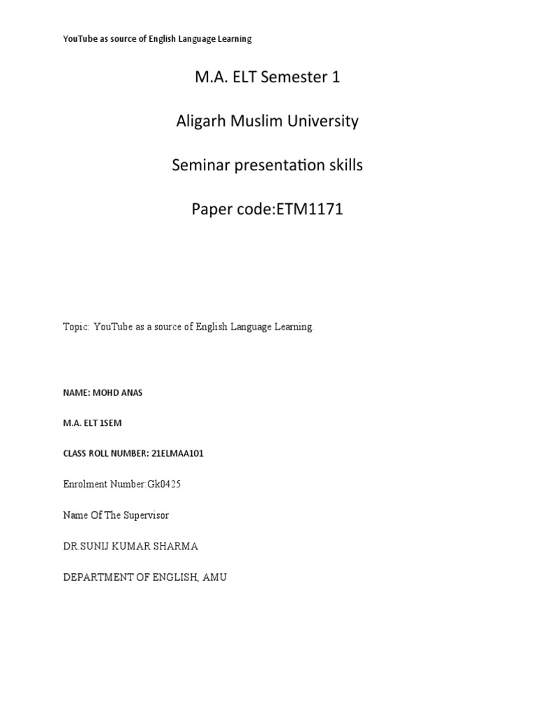 YouTube's Role in English Learning | PDF | Survey Methodology ...