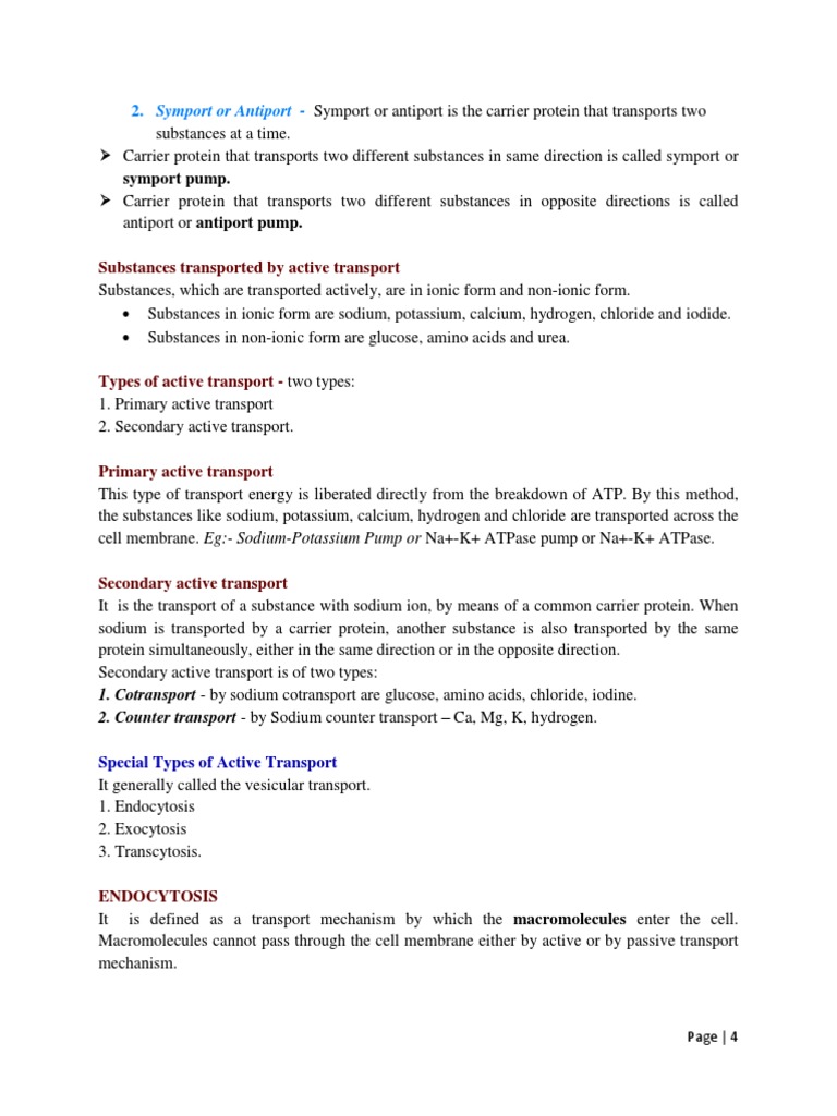 Types of Active Transport Across Cell Membranes: Primary and Secondary ...