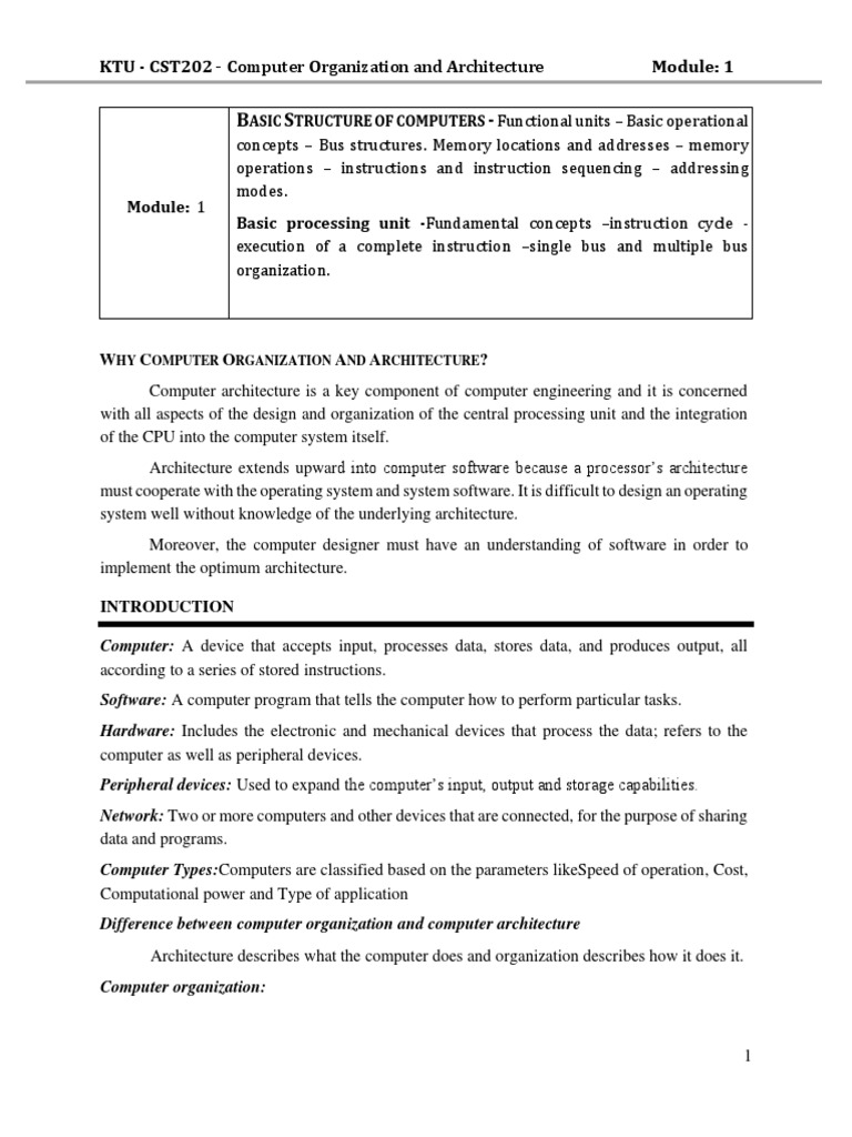 KTU - CST202 - Computer Organization and Architecture | Download Free PDF | Central Processing ...