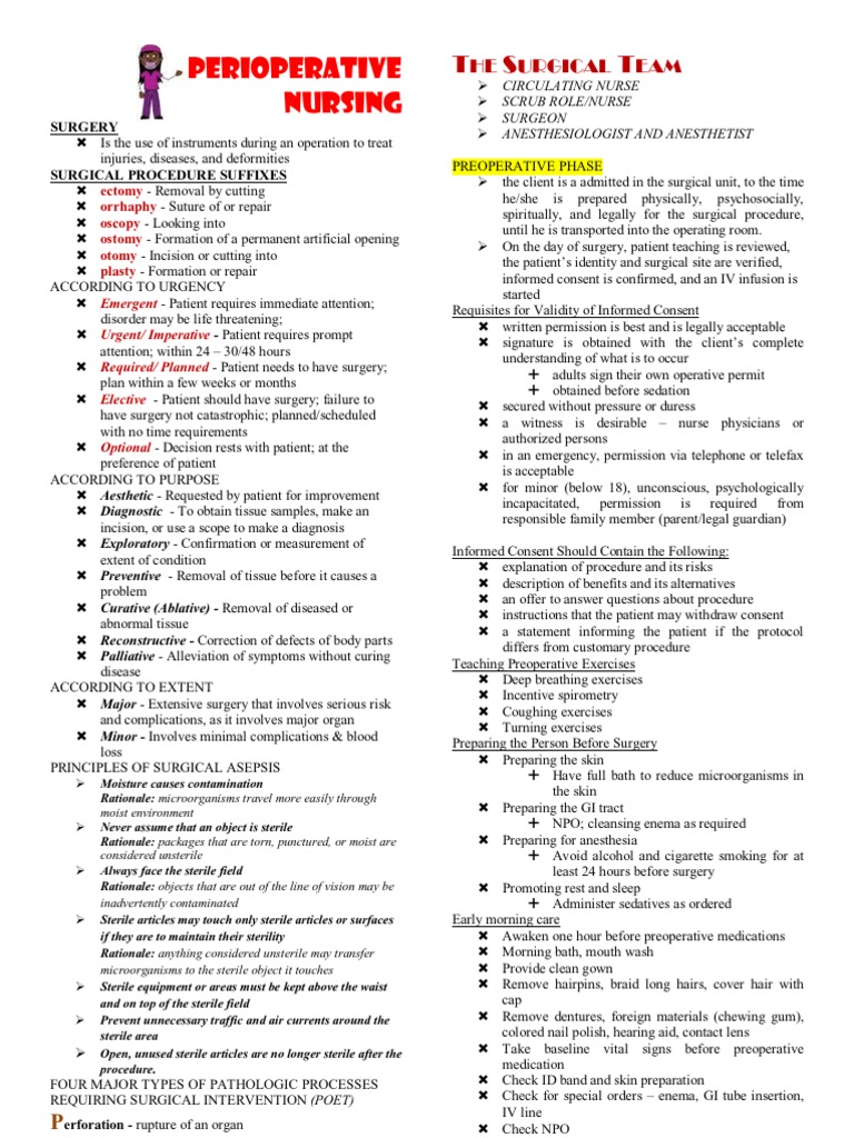 Perioperative Nursing 1 | PDF | Surgery | Anesthesia