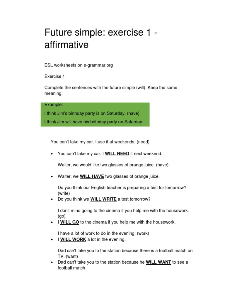 Future Simple 2 | PDF