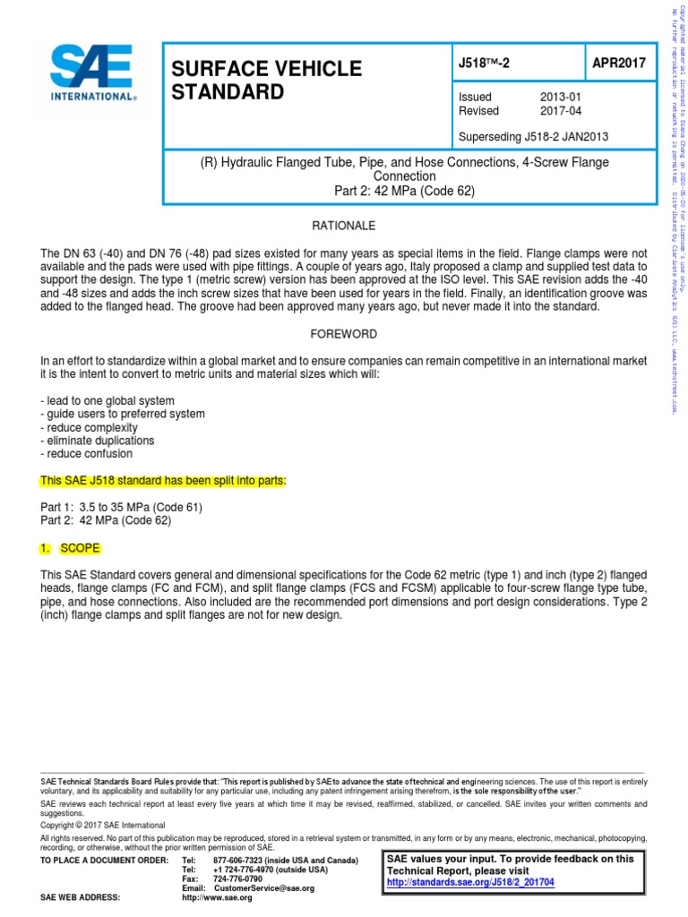 SAE J518 Bolt Flange | PDF | Screw | Pipe (Fluid Conveyance)