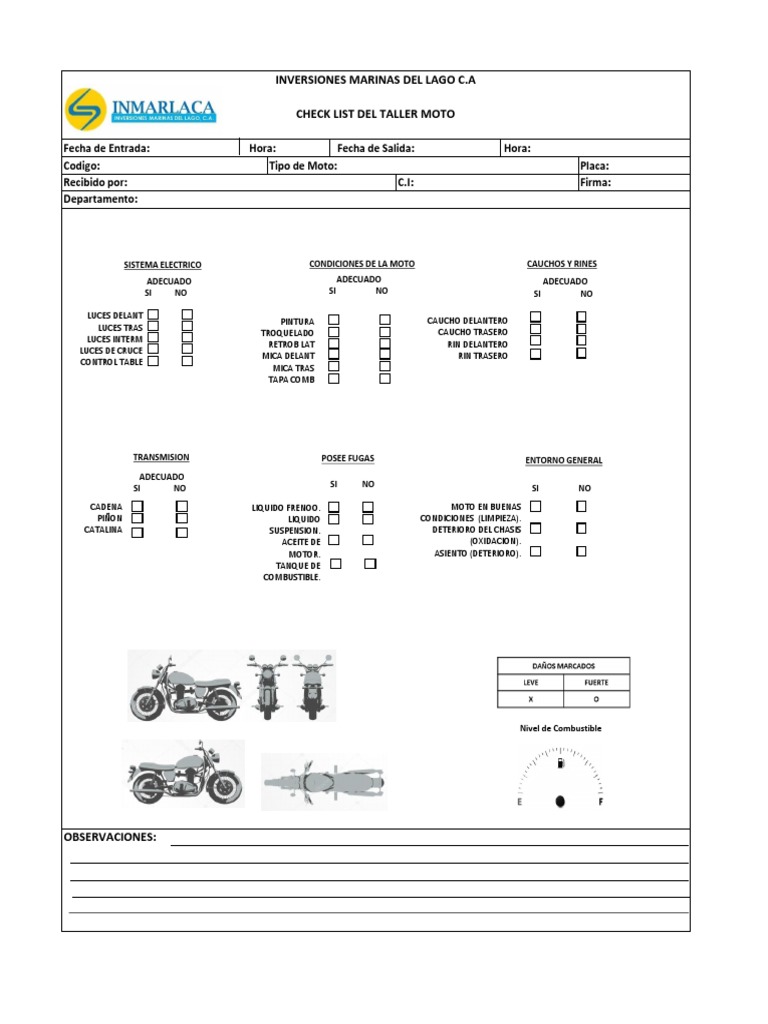 Formato de Mantenimiento de Motos | PDF | Motocicleta | Vehículos
