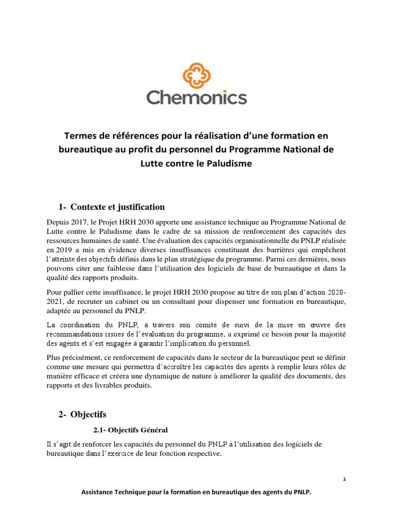 272 Termes de References Pour Formation Bureautique | PDF | Microsoft ...