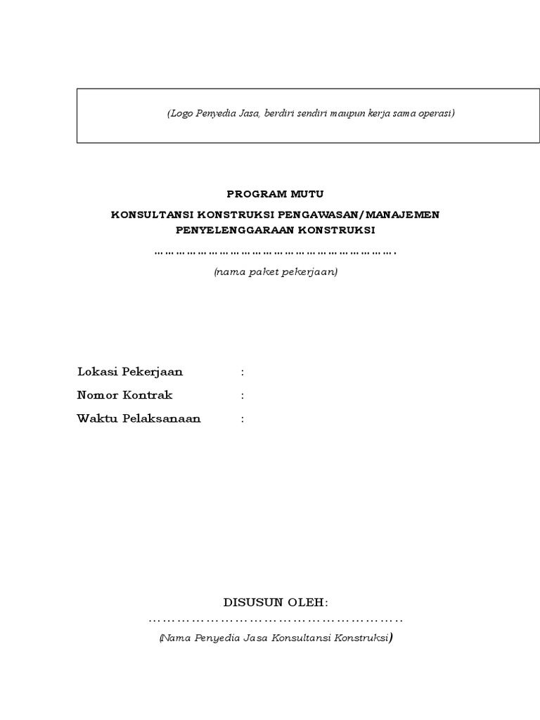 Template Program Mutu | PDF