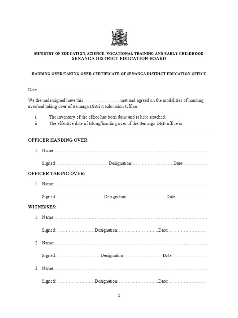 Handing Over and Taking Over | PDF