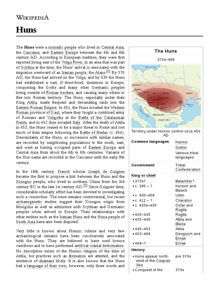 The Huns: Common Languages | PDF | Huns | Late Antiquity