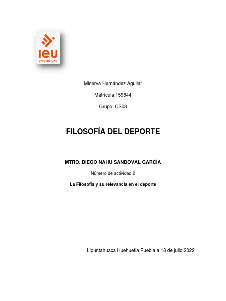Actividad 2 Filosofía Del Deporte | PDF | Deportes | Teorías filosóficas