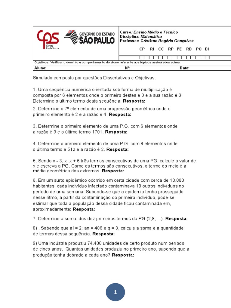 Simulado PG Adm | PDF | Sequência | Matemática