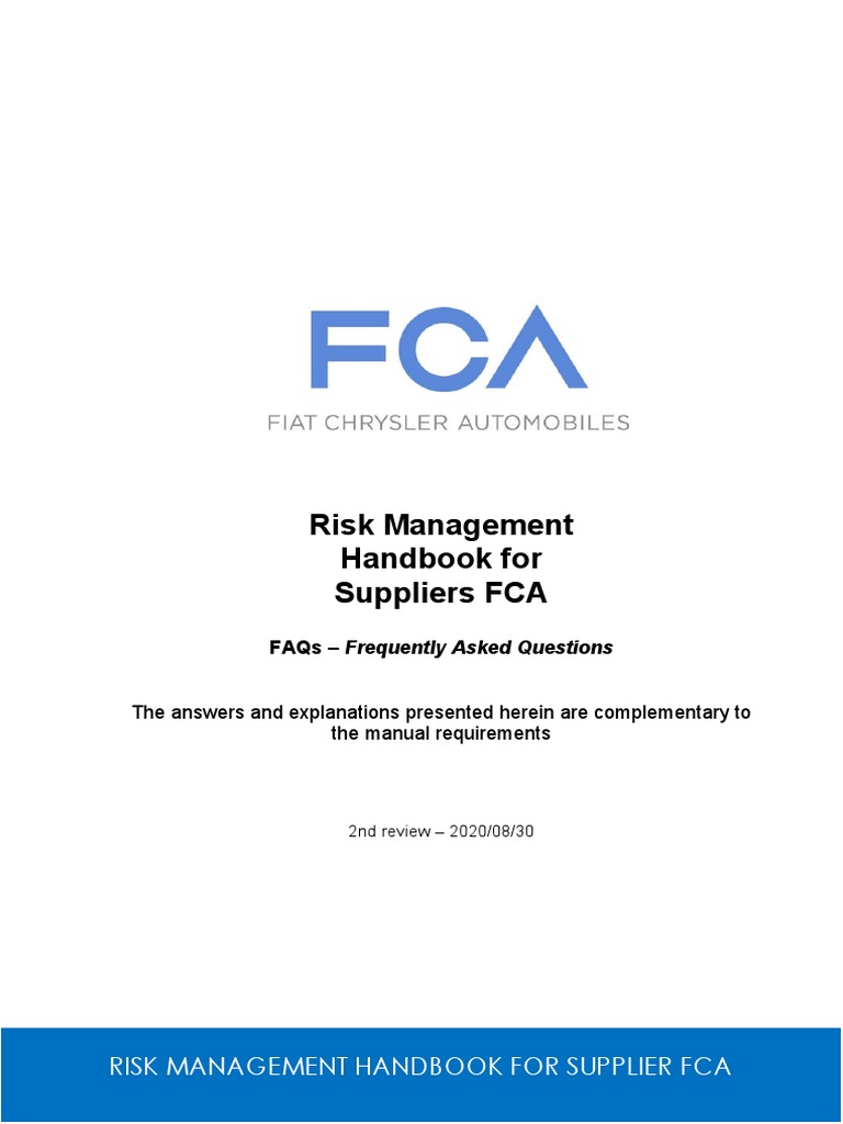 Supplier FCA Risk Management FAQs | PDF | Risk | Risk Management
