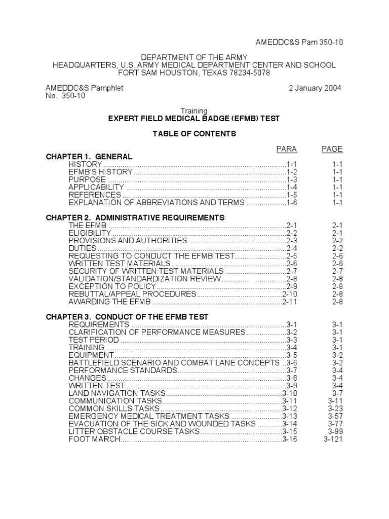 Expert Field Medical Badge (Efmb) Test | Download Free PDF | United ...