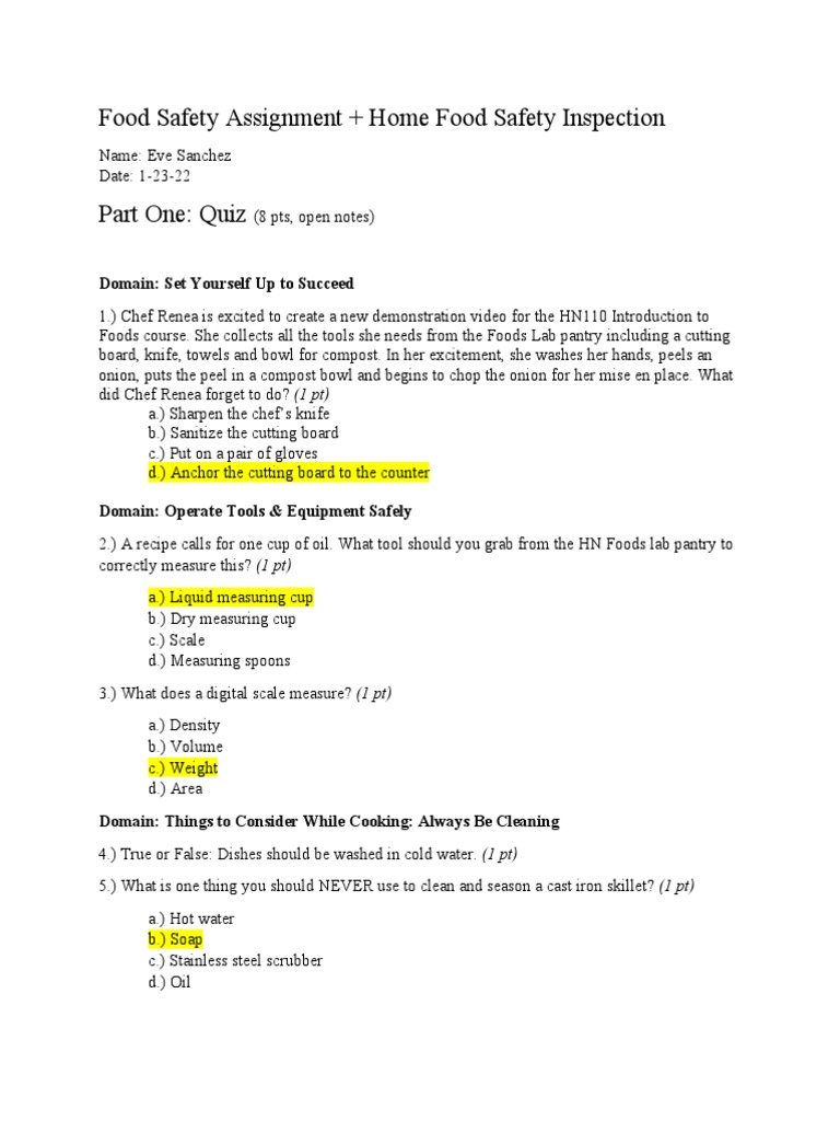 Home Food Safety Inspection Report | PDF | Foodborne Illness | Foods