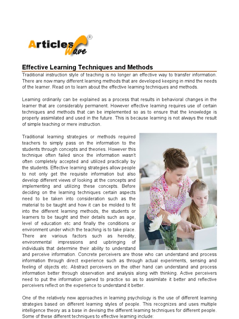 Effective Learning Techniques and Methods | Download Free PDF ...