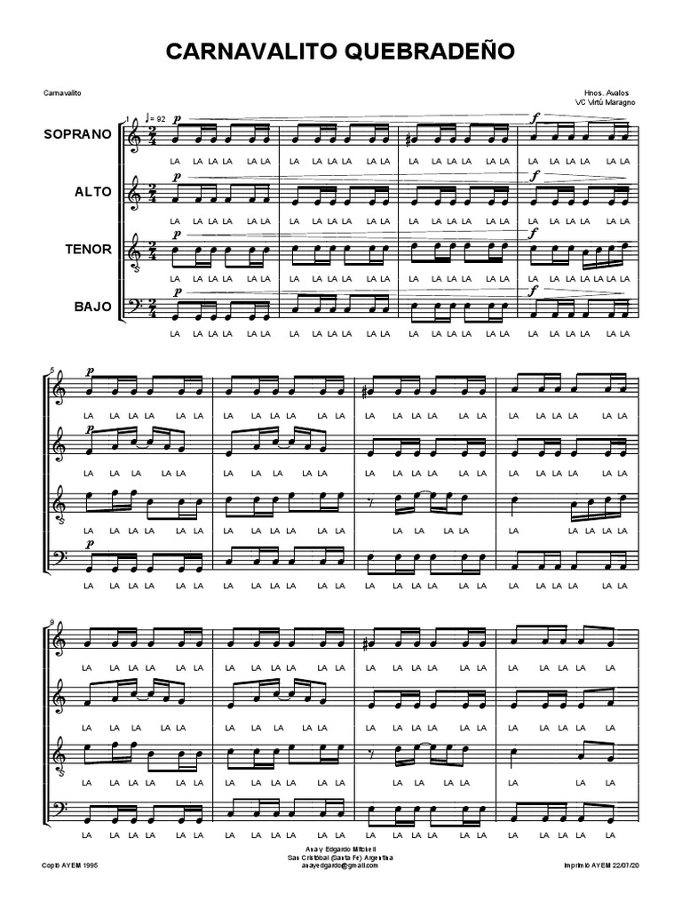 Paroles du Carnavalito Quebradeño | PDF