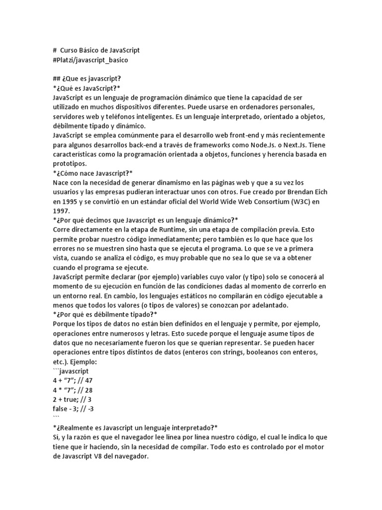Javascript Basico | PDF | Script Java | Lenguaje de programación