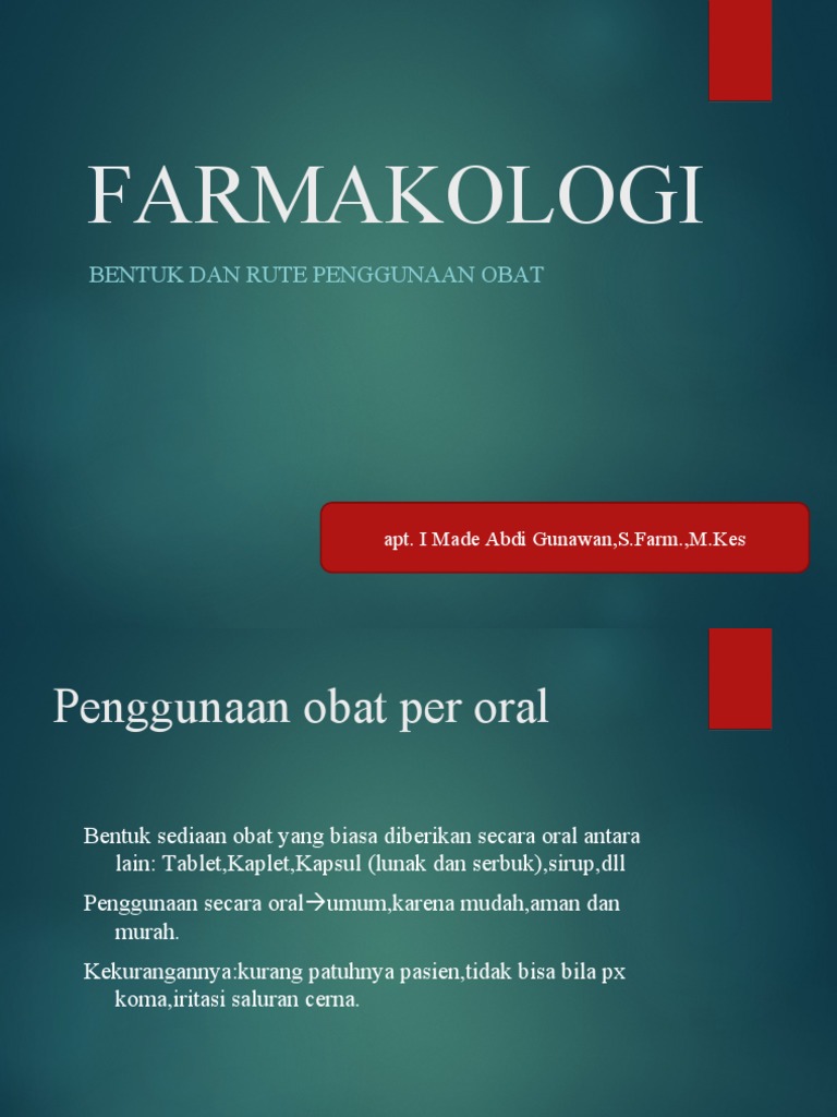 Bentuk Dan Rute Obat | PDF