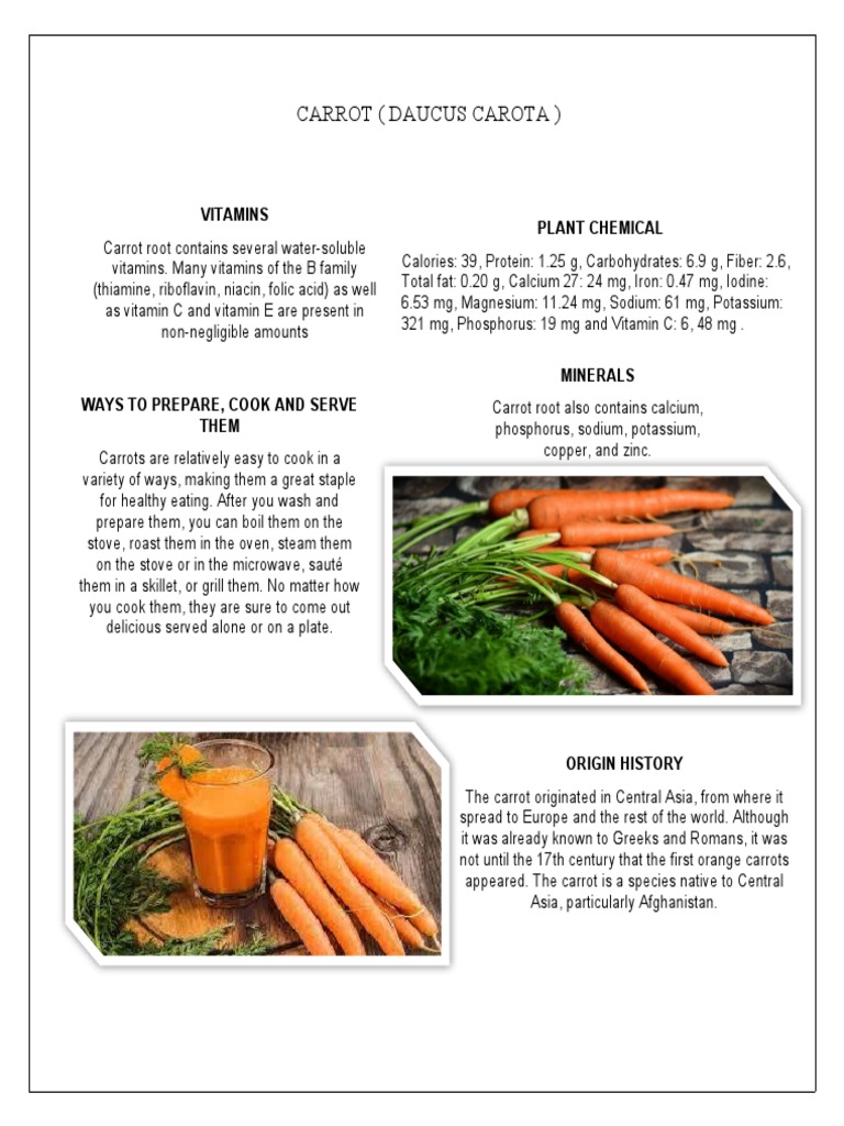 Carrot Nutrition and Cooking Guide | PDF