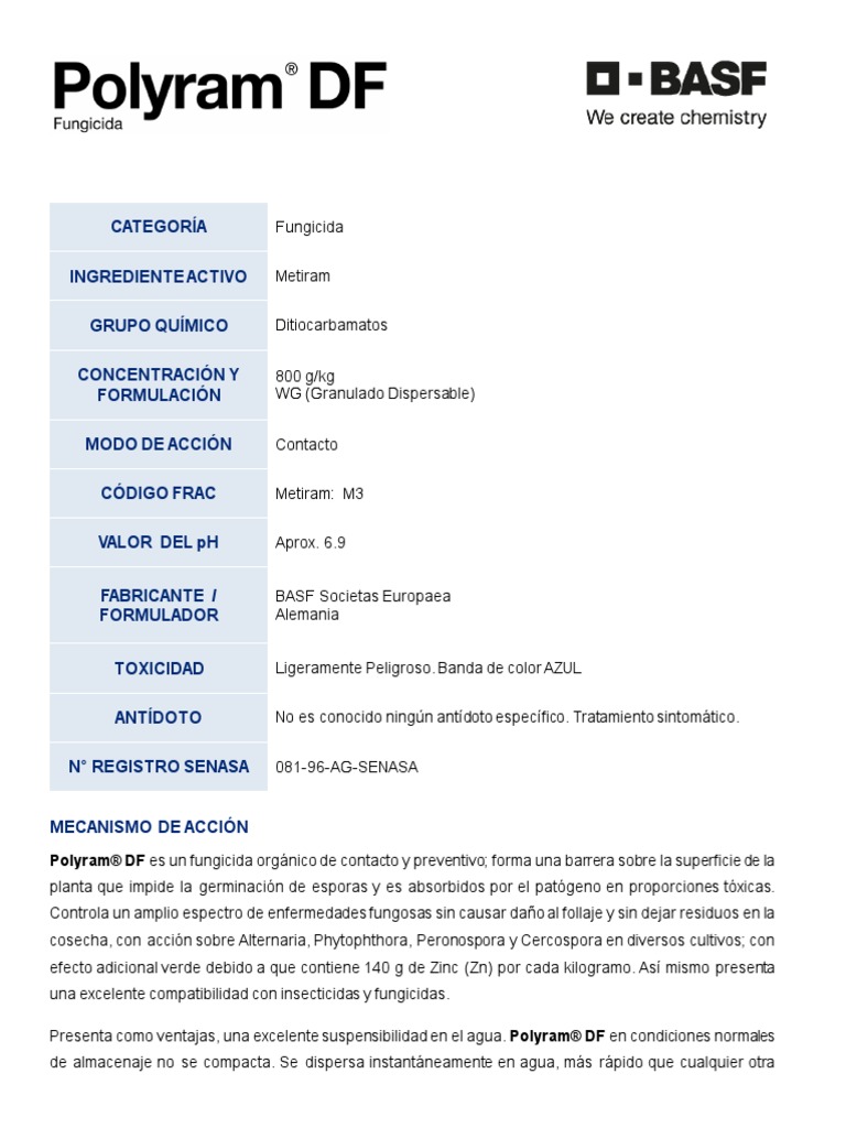 Polyram DF: Fungicida Metiram Efectivo | PDF | Agua | Fungicida