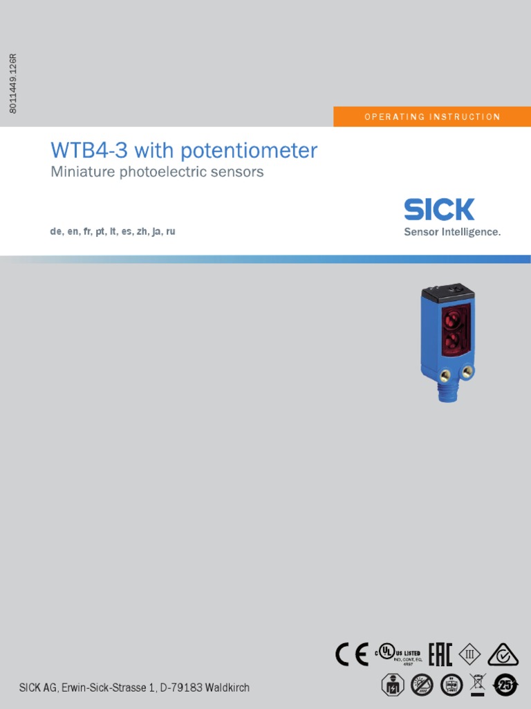 De, En, FR, PT, It, Es, ZH, Ja, Ru: SICK AG, Erwin-Sick-Strasse 1, D ...