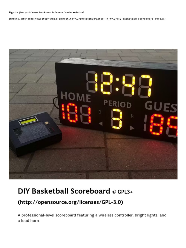 Diy Basketball Scoreboard Arduino Project Hub Pdf Light Emitting Diode Power Supply