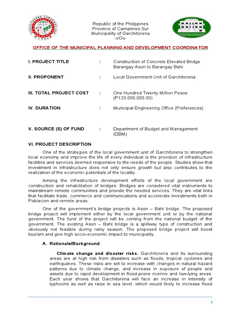 Ason-Bahi Bridge Project Proposal | PDF | Flood | Road