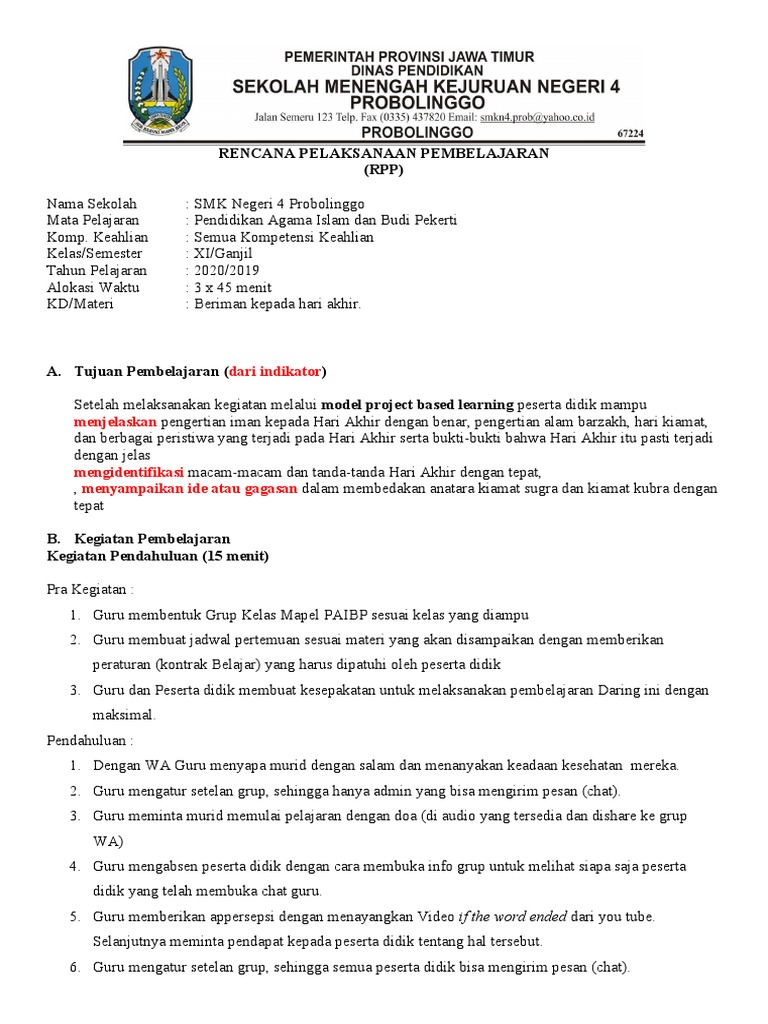 Rencana Pelaksanaan Pembelajaran (RPP) : Dari Indikator Menjelaskan ...
