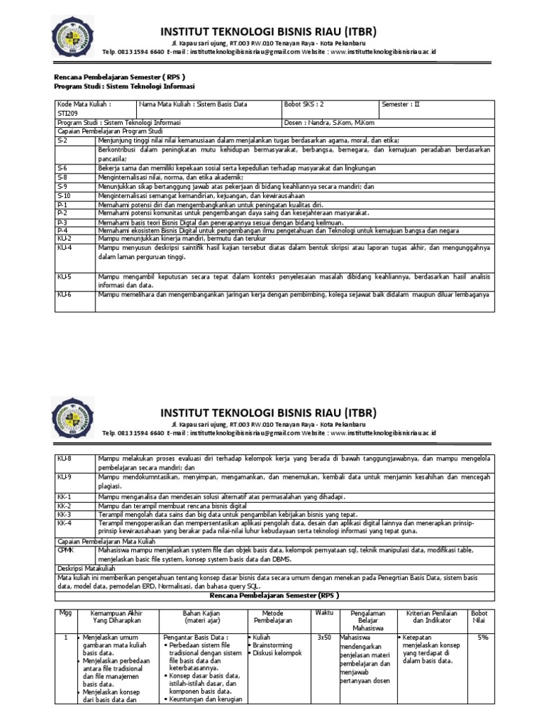 RPS Sistem Basis Data | PDF