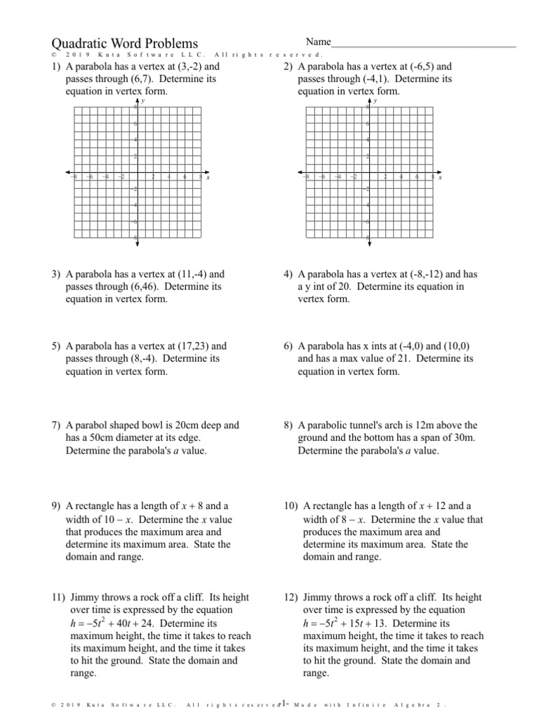 Topic 12 - Quadratic Word Problems | PDF | Geometry | Analytic Geometry