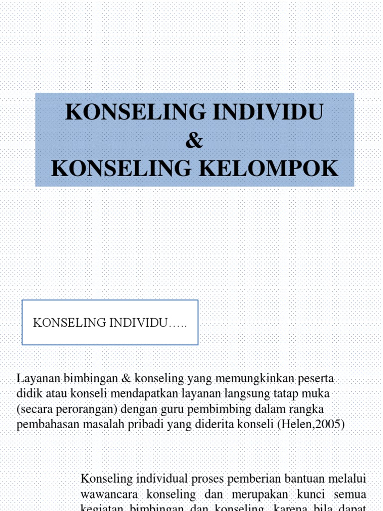 Konseling Individu Dan Kelompok | PDF