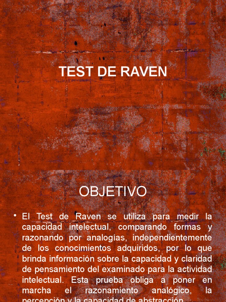 Test de Raven: Evaluación Cognitiva No Verbal | PDF | Inteligencia ...